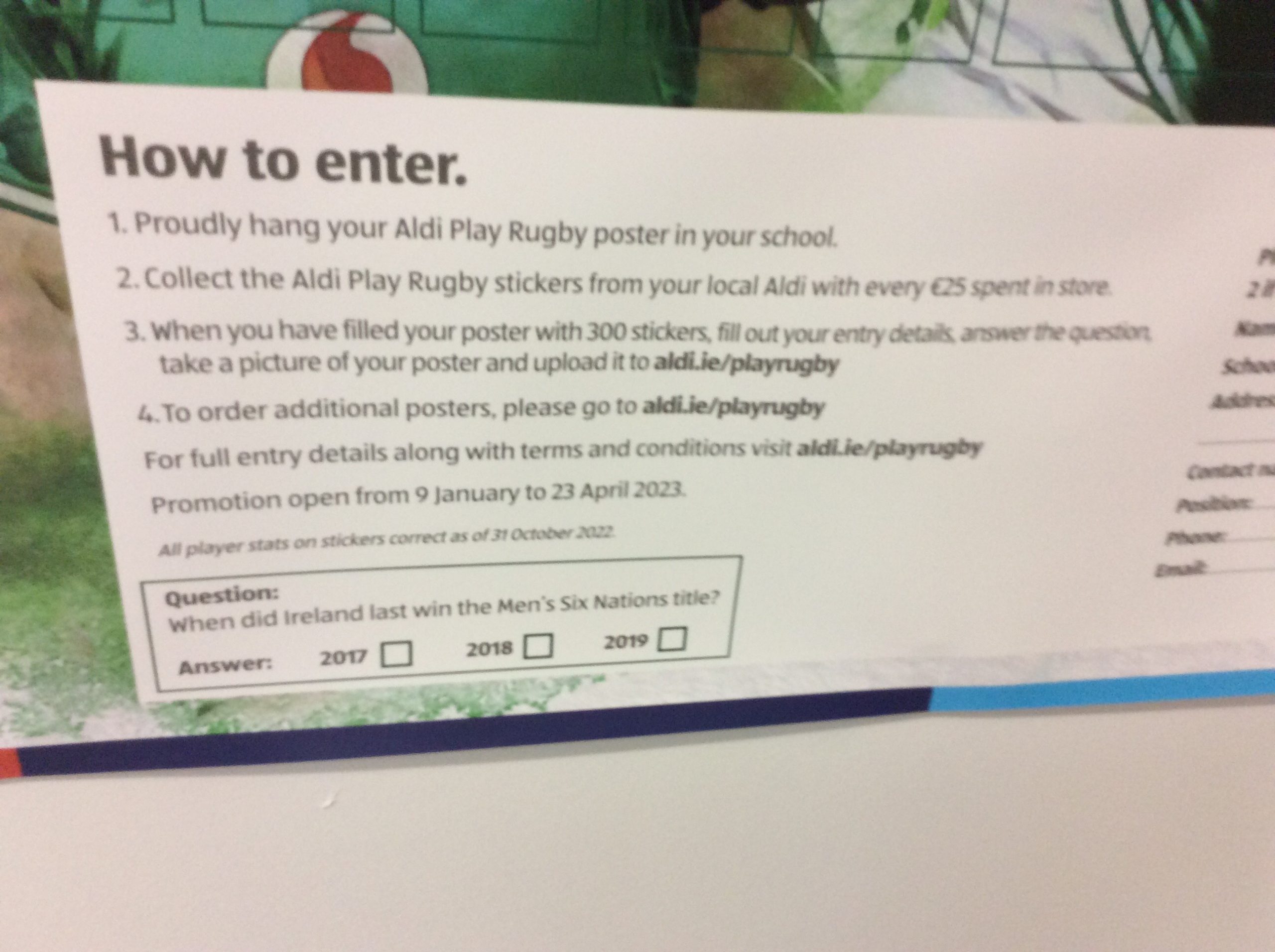 Aldi Rugby Sticker Competition! – Powerstown Educate Together National ...