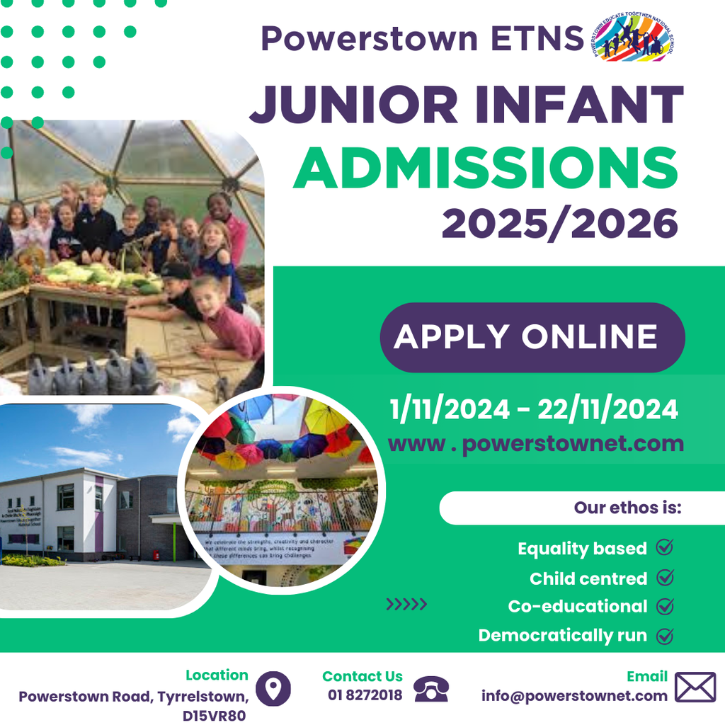 Junior Infant 2025 Applications Open 1/11/2024 – Powerstown Educate ...